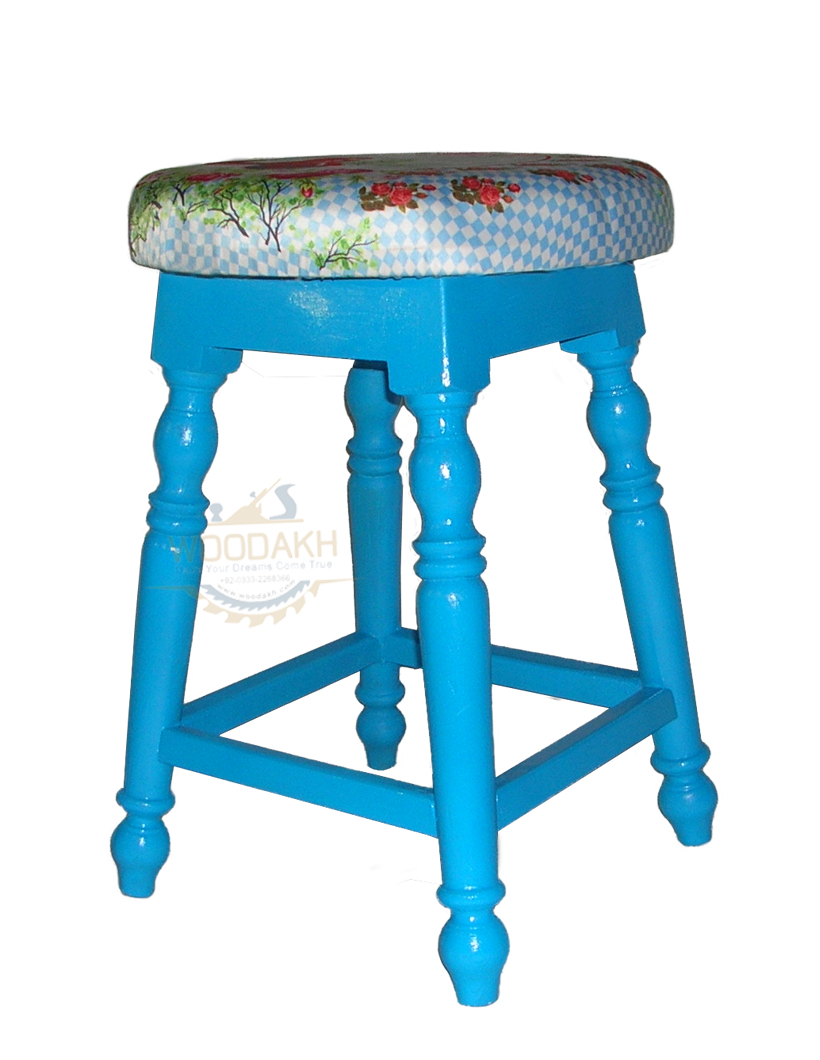 Sky Blue Wooden Stool, Foot Rest, Living Room Furniture, Kitchen Stool ...